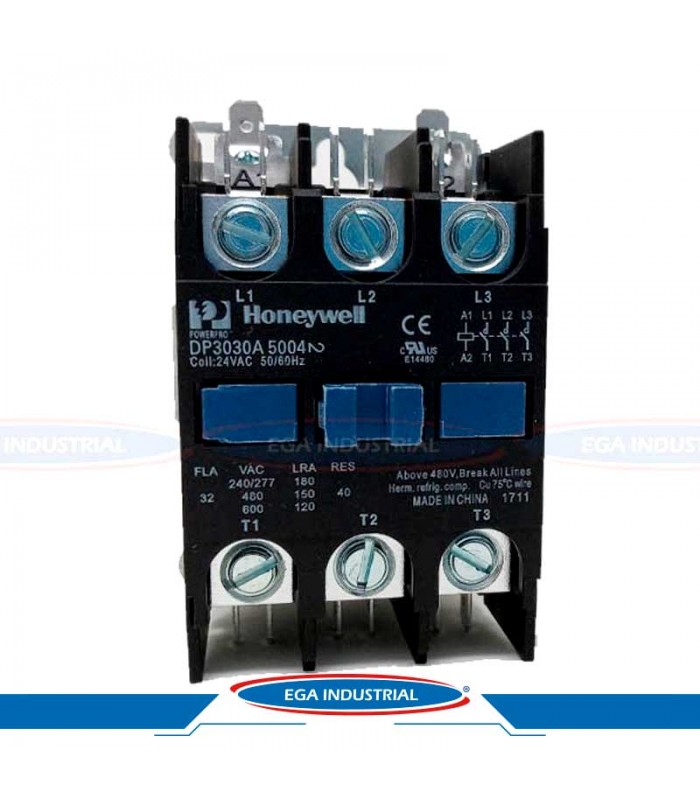 Contactor tripolar, 30A, 24VCA DP3030A5004 HONEYWELL